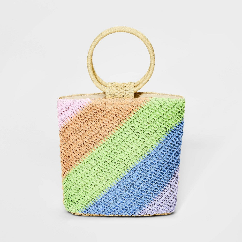 Girls' Striped Paper Straw Tote Bag - art class™ — Total Liquidators