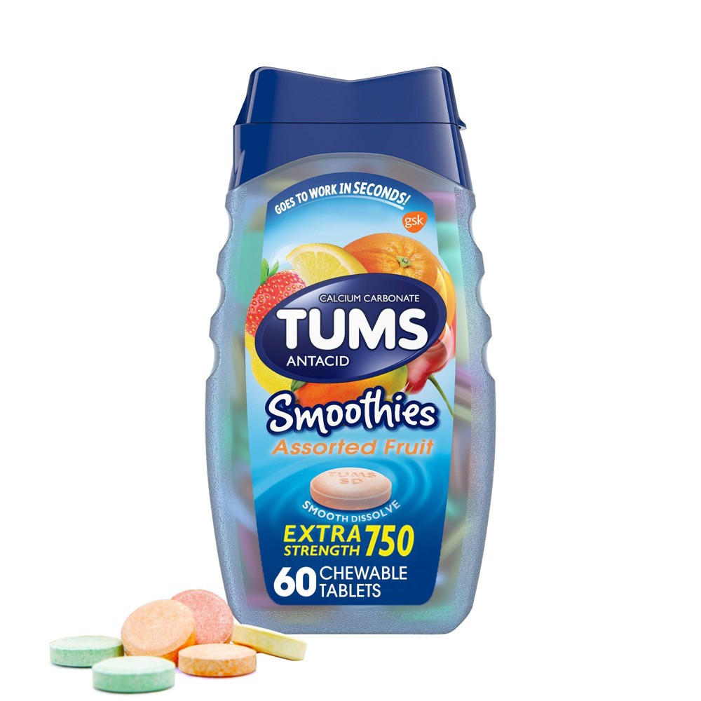 TUMS Extra Strength Smoothies Assorted Fruit Antacid Chewable Tablets ...