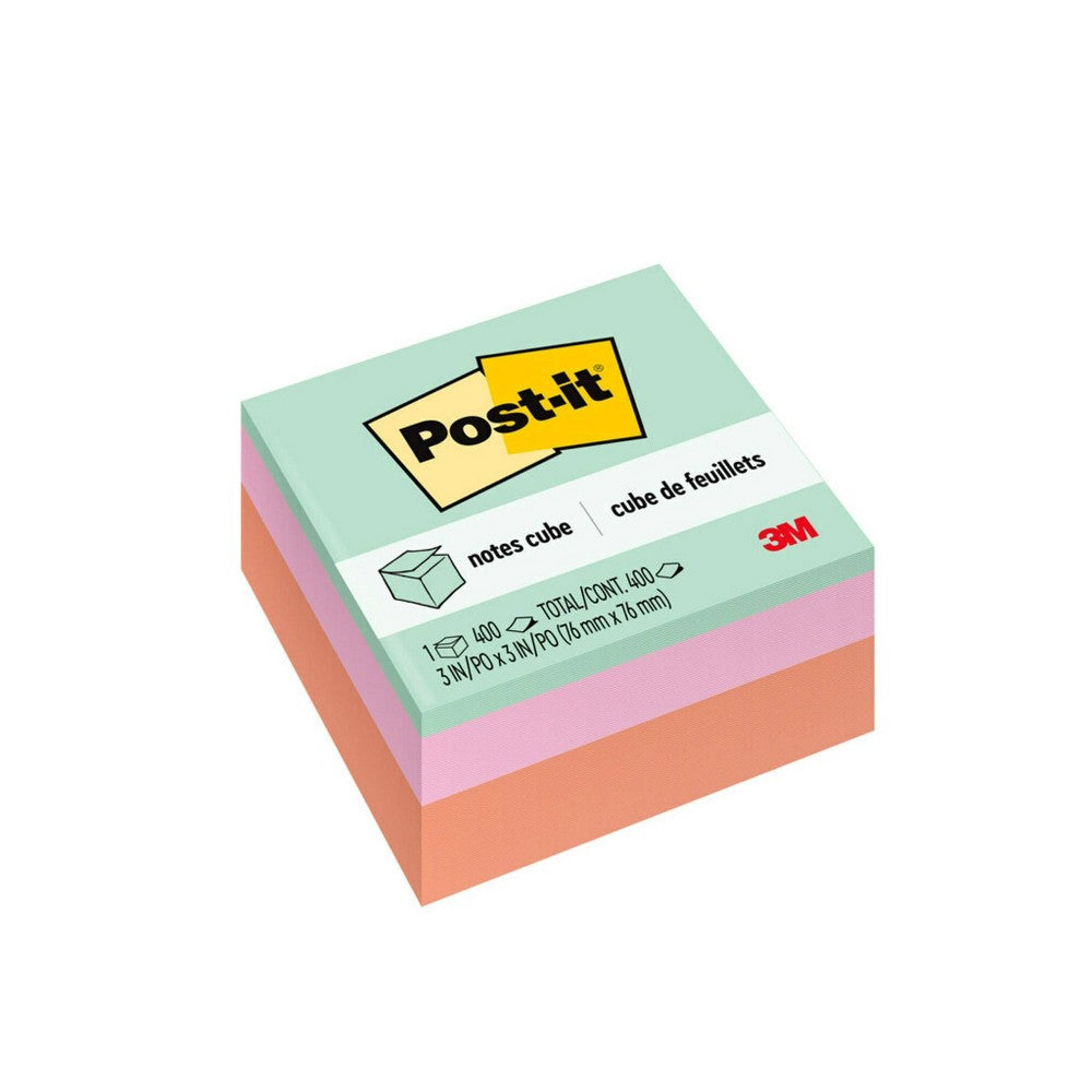 Post-it Notes Cube, 3" x 3" - Assorted Colors, 400 Sheets/Cube — Total ...