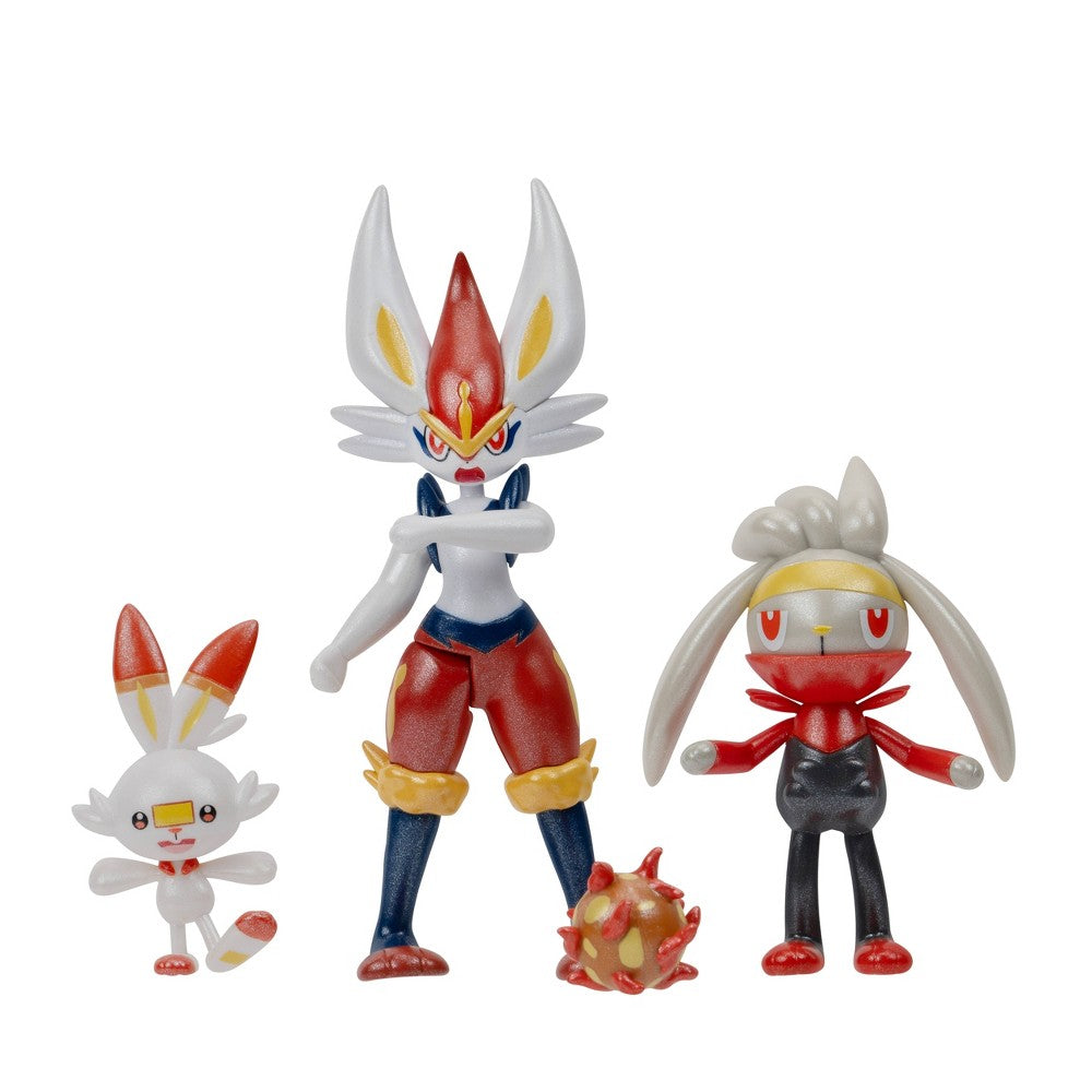 Pokemon Scorbunny, Raboot, and Cinderace Select Evolution Action Figur ...