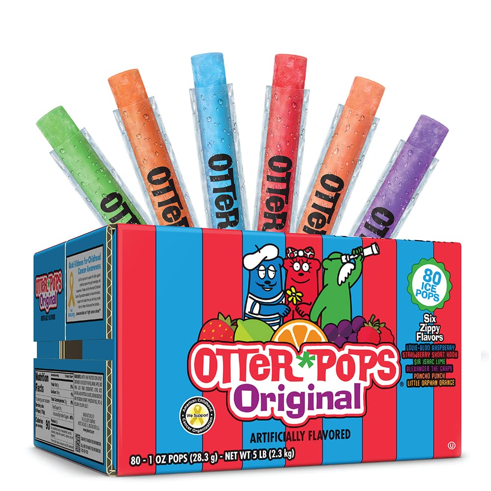 Otter Pops Freezer Bars, Fat Free Ice Pops, Original Flavors (80Ct - 1 ...