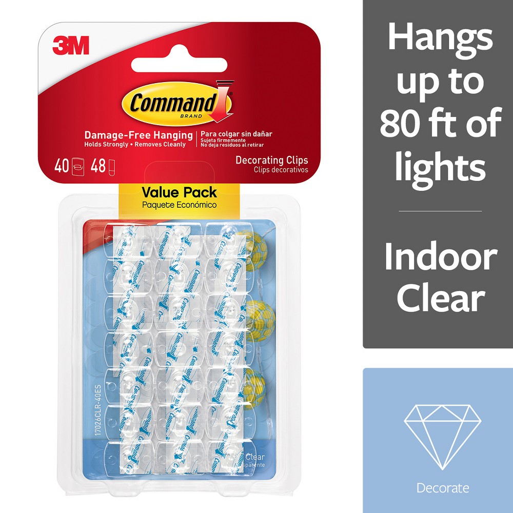 3M Command 40pk Clear Small Decorative Hooks — Total Liquidators