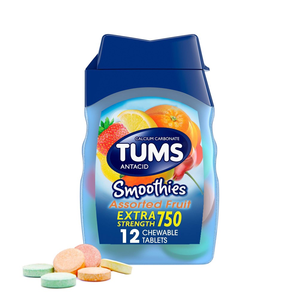 TUMS Extra Strength Antacid Smoothies Assorted Fruit Chewable Tablet 1 ...